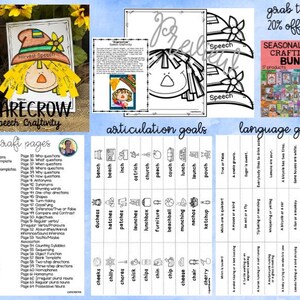 Fall Speech Therapy Scarecrow Articulation Craft With Language Goals ...