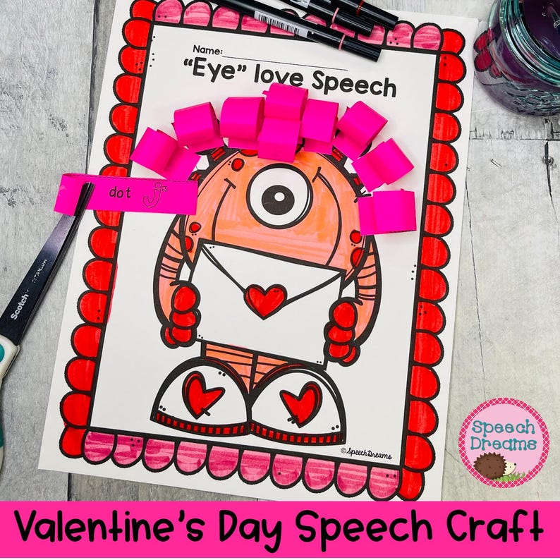 Valentines Day Speech Therapy Craft: Articulation and Language Goal ...
