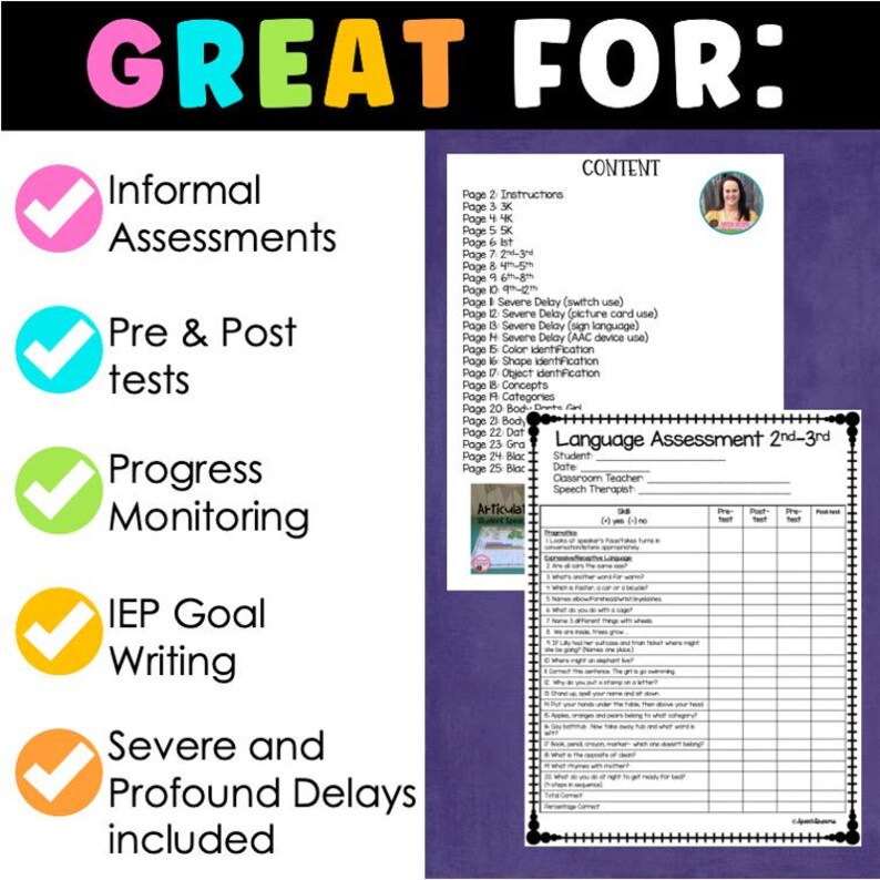 Speech Language Informal Assessments for K5 Thru 12th Grade | Profound ...