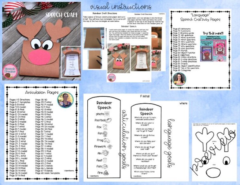Reindeer Speech Therapy Christmas Craft for Articulation and Language ...