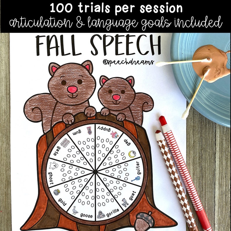 100 Trials Fall Squirrel Speech Therapy Craft: Includes Irregular ...