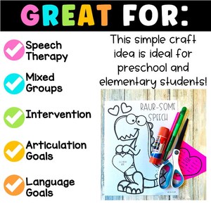 Valentines Day Speech Language Therapy Activity | Dinosaur: Early ...