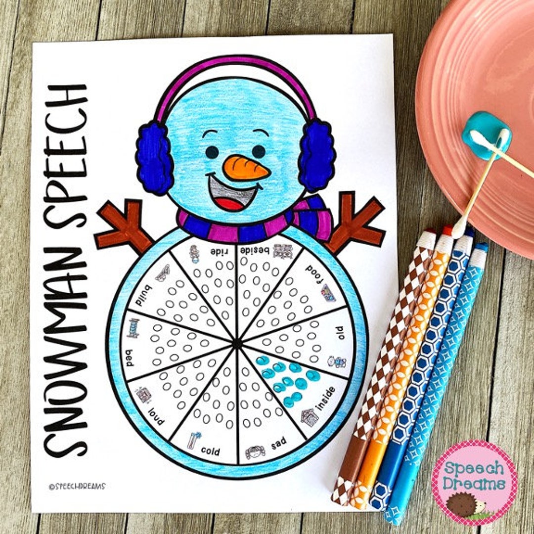 Winter Snowman Speech Therapy 100 Trials Worksheet: Irregular Plural ...