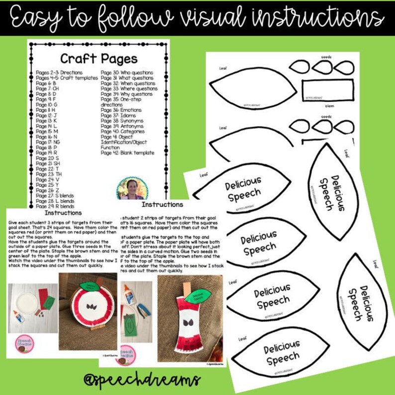 Fall Apple Speech Therapy Craft Language Articulation Back to School - Etsy