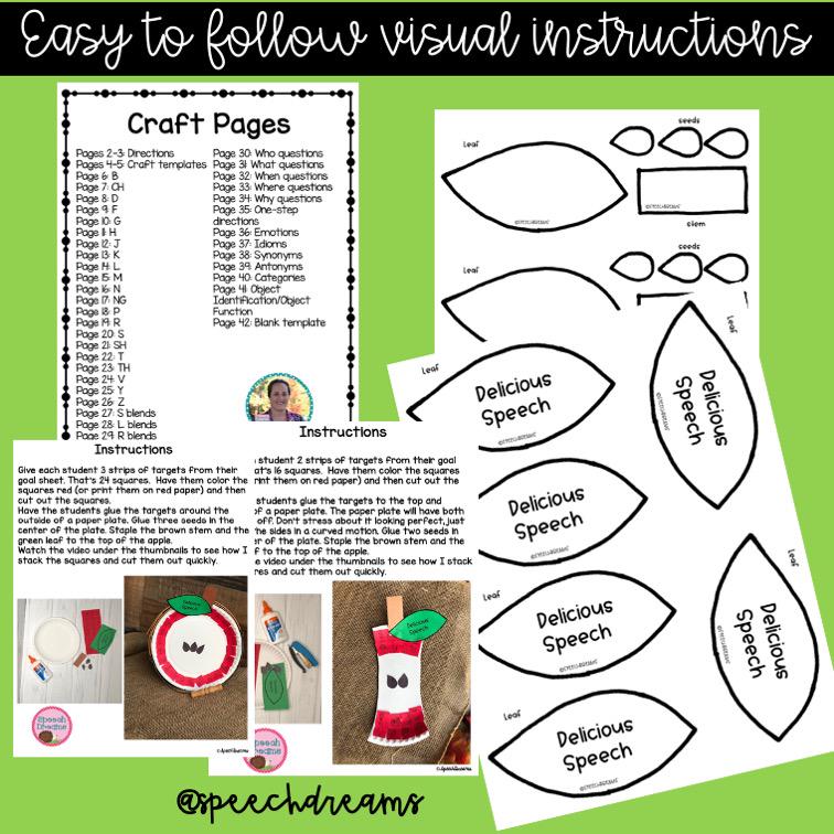 Fall Apple Speech Therapy Craft Language Articulation Back to School - Etsy