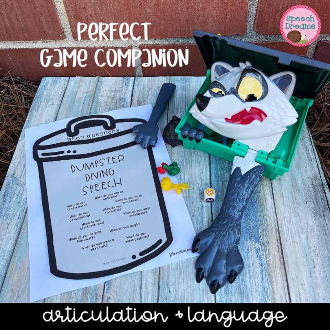 Raccoon Speech Therapy Game Companion Activity Dumpster Diver Early ...
