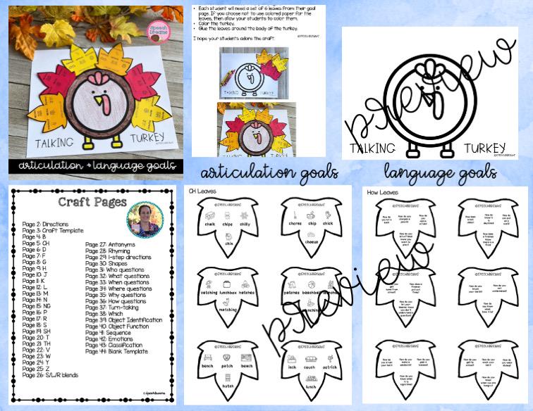 Thanksgiving Speech Therapy Craft: Turkey With Articulation and ...