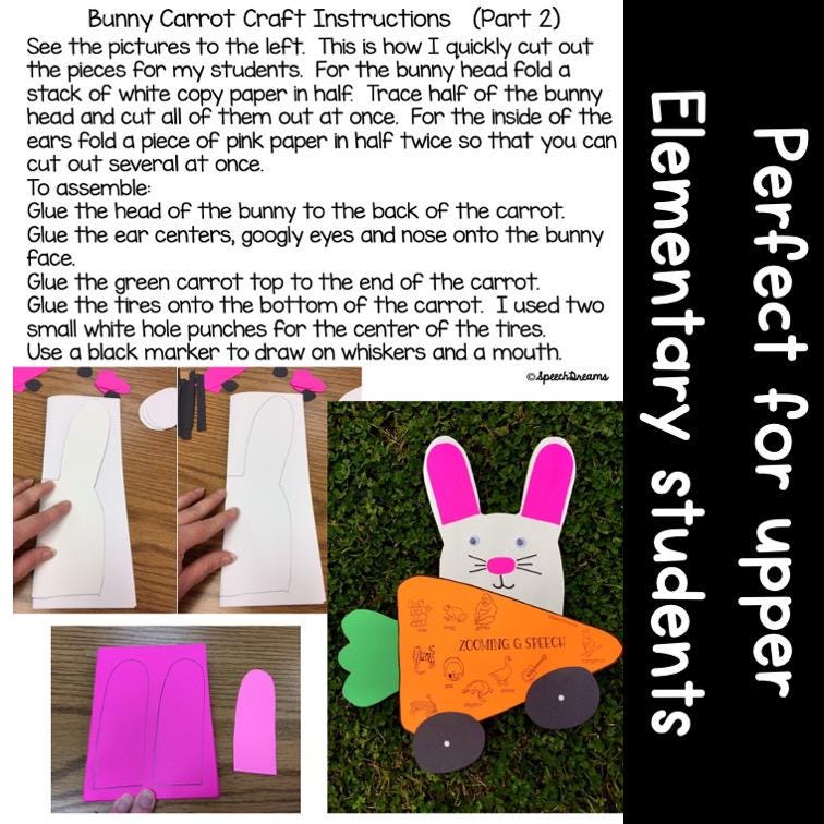 Easter Bunny Carrot Race Car Speech and Language Therapy Activity With ...