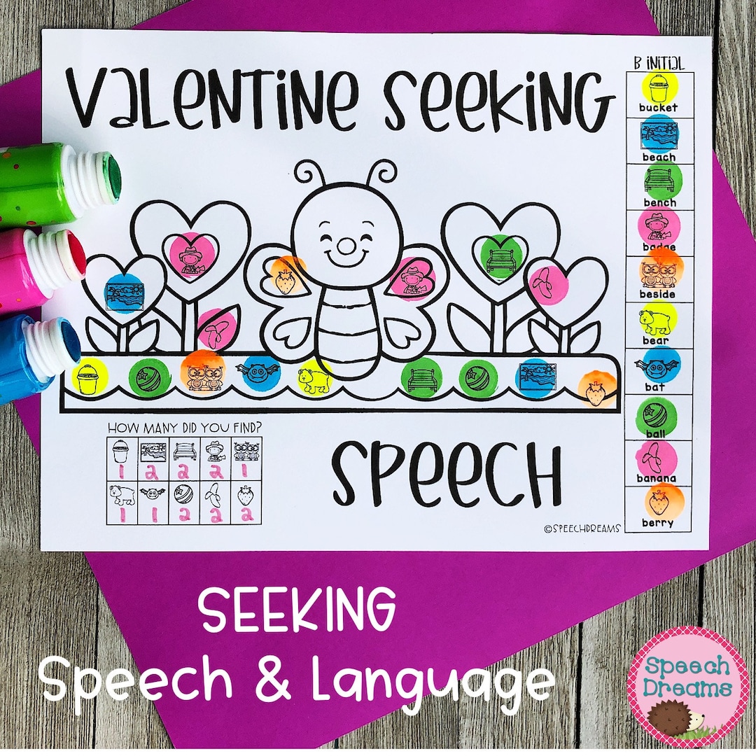 Valentine's Speech Worksheets: Vocalic R Sequencing Adjectives Verbs ...