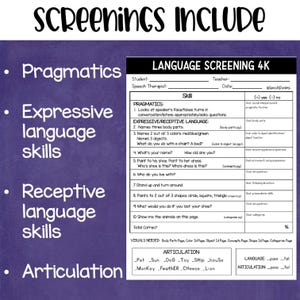 Speech Language Screenings: Quick Articulation, Ages 2-12 (checklist ...