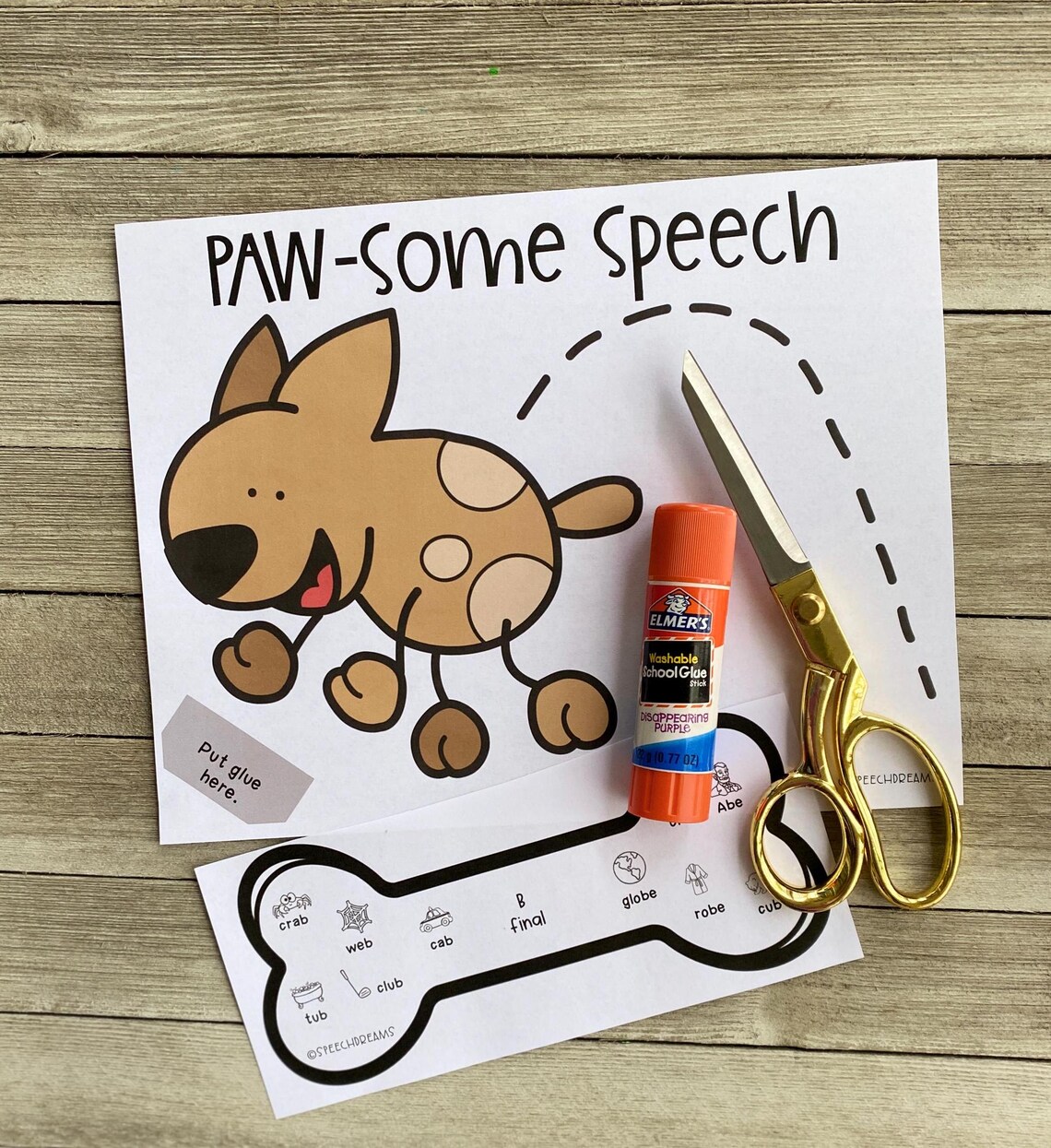 Dog and Bone Speech Therapy Craft Early Preschool Intervention Game ...