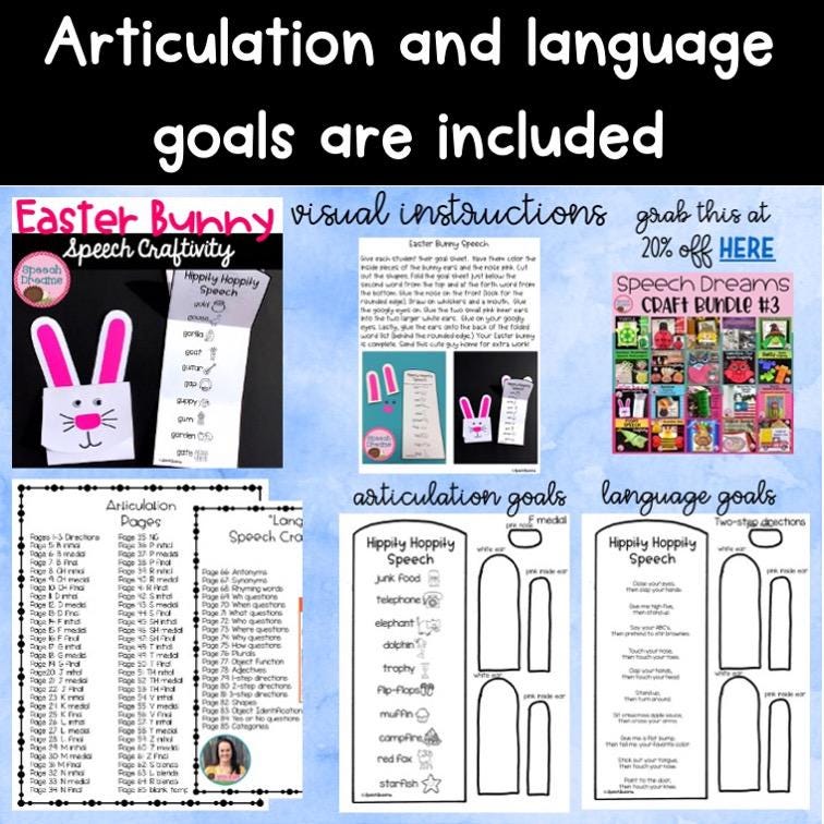 Easter Bunny Speech Therapy Craft: Articulation & Language Goals - Etsy