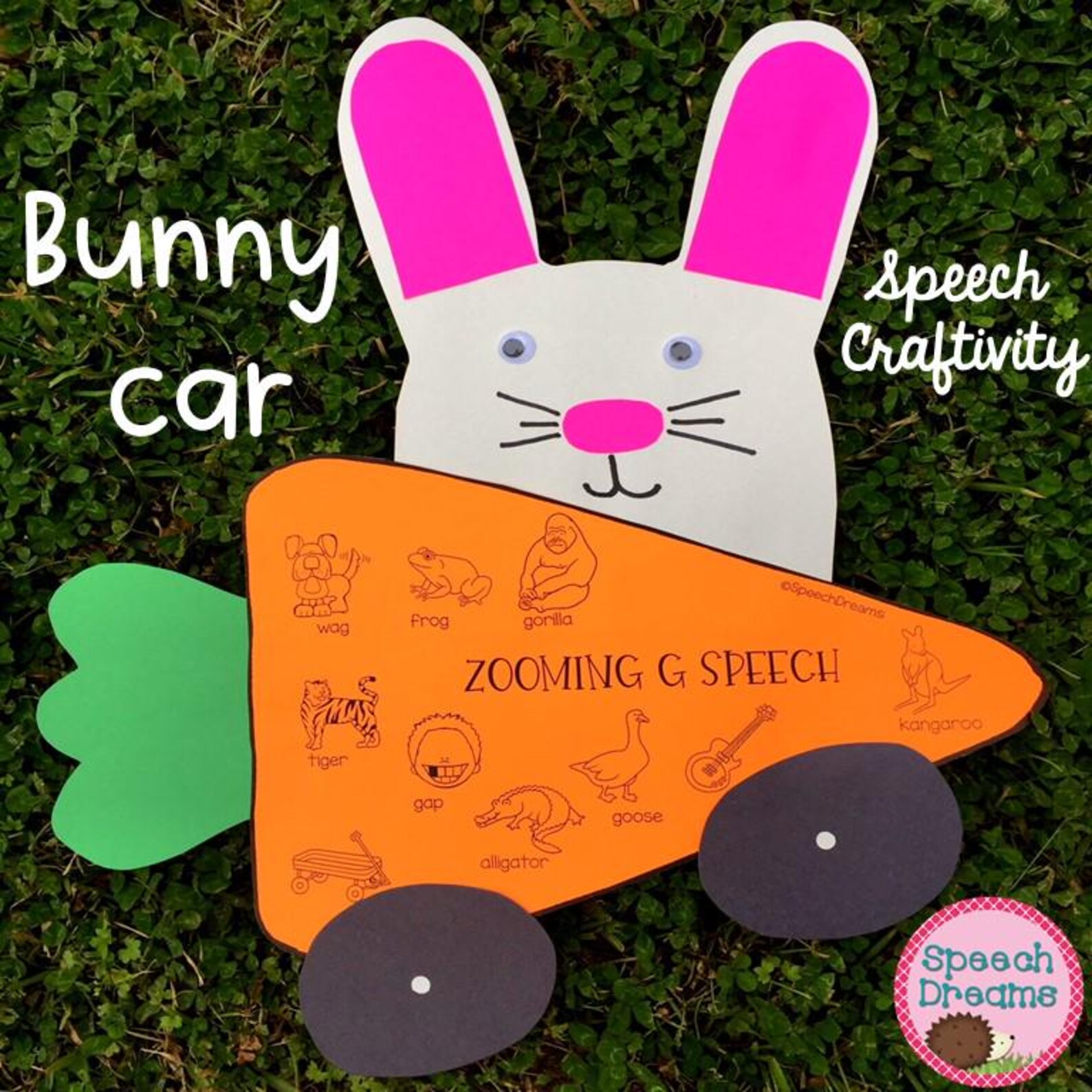 Easter Bunny Carrot Race Car Speech and Language Therapy Activity With ...