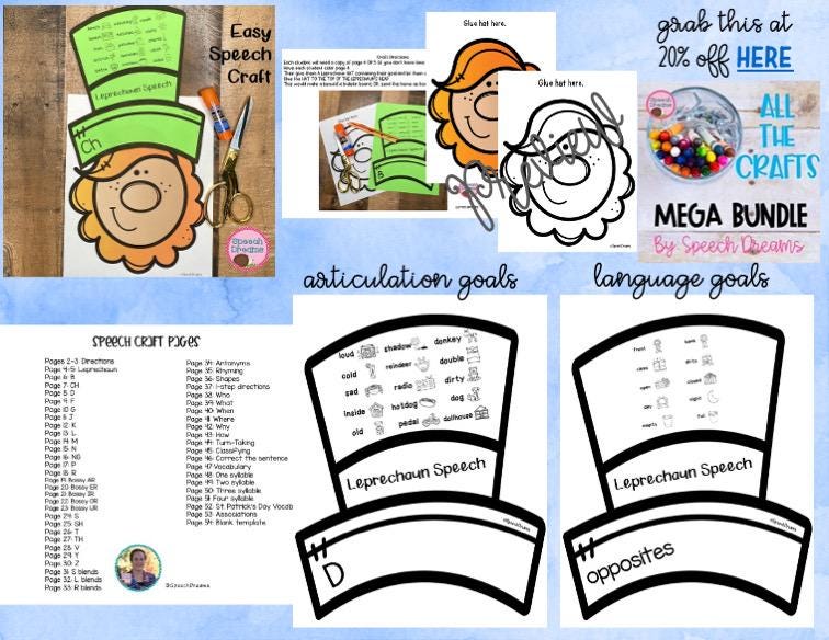 St. Patrick's Day Speech and Language Therapy Leprechaun Craft ...