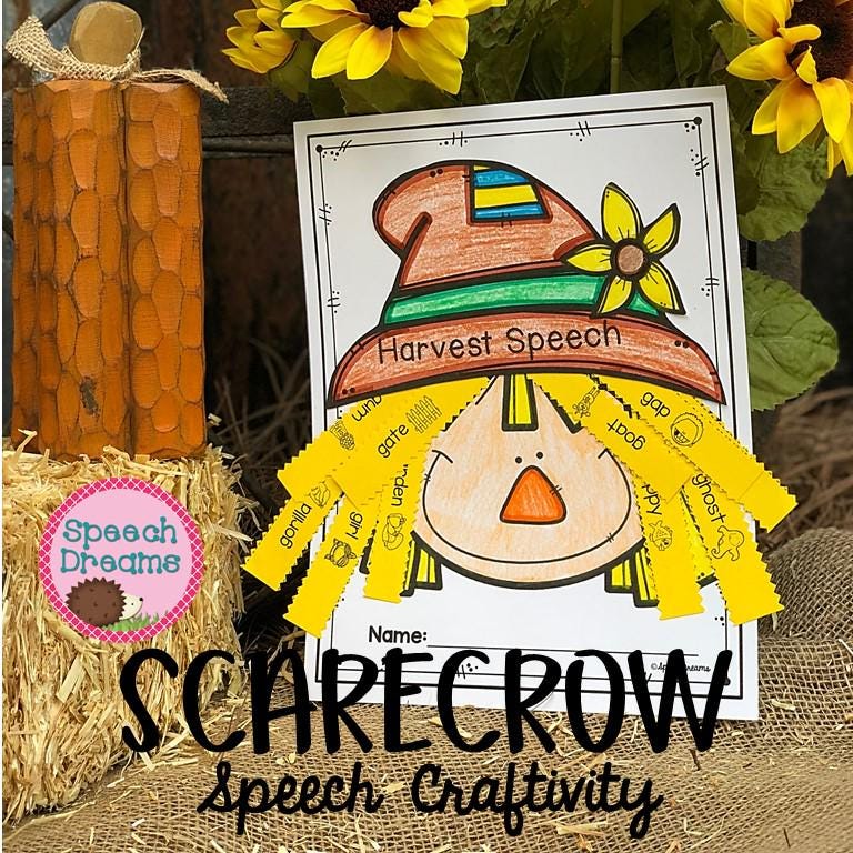 Fall Speech Therapy Scarecrow Articulation Craft With Language Goals ...