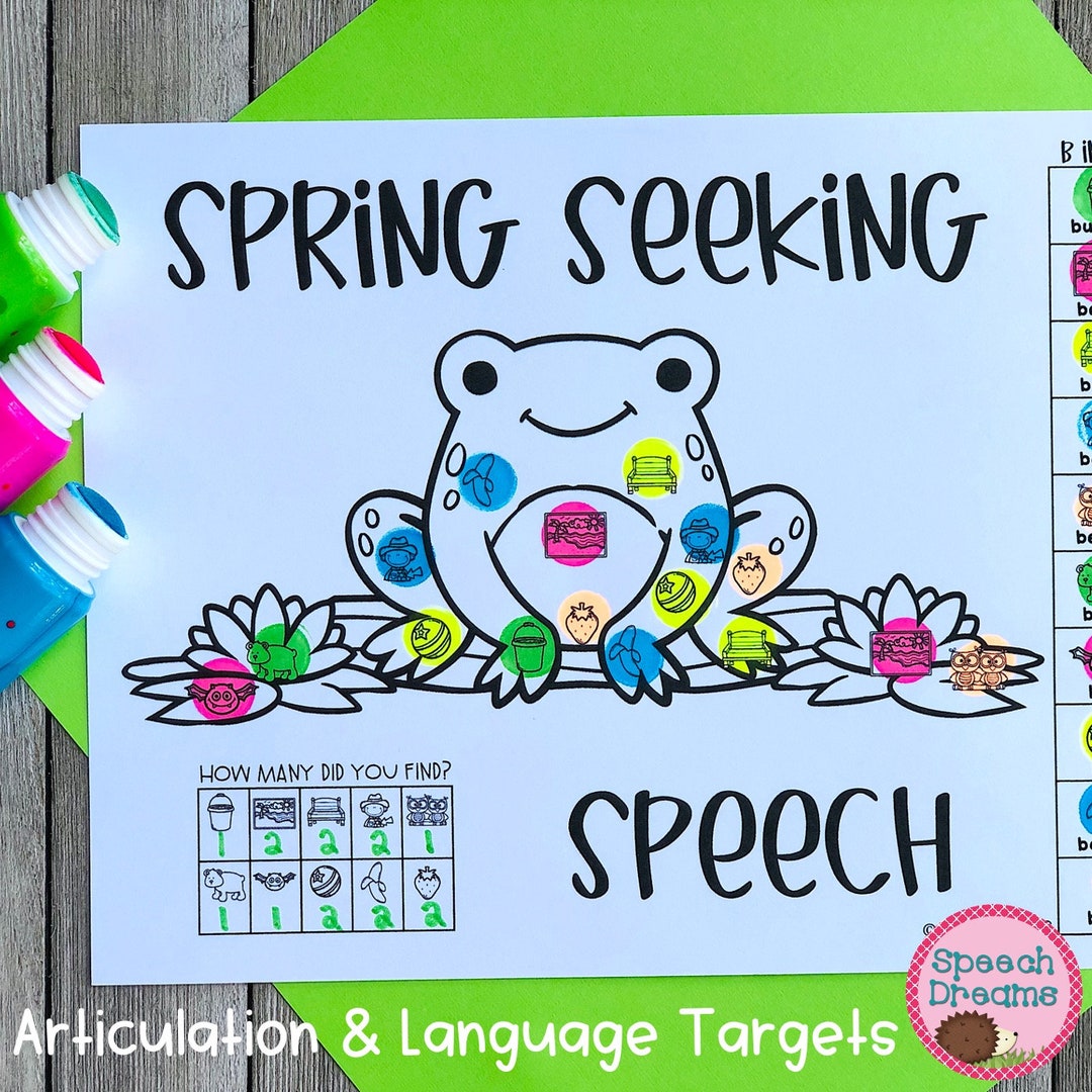 Spring Speech Therapy Activity Dot Art: NG Y Verbs Rhyming and More - Etsy