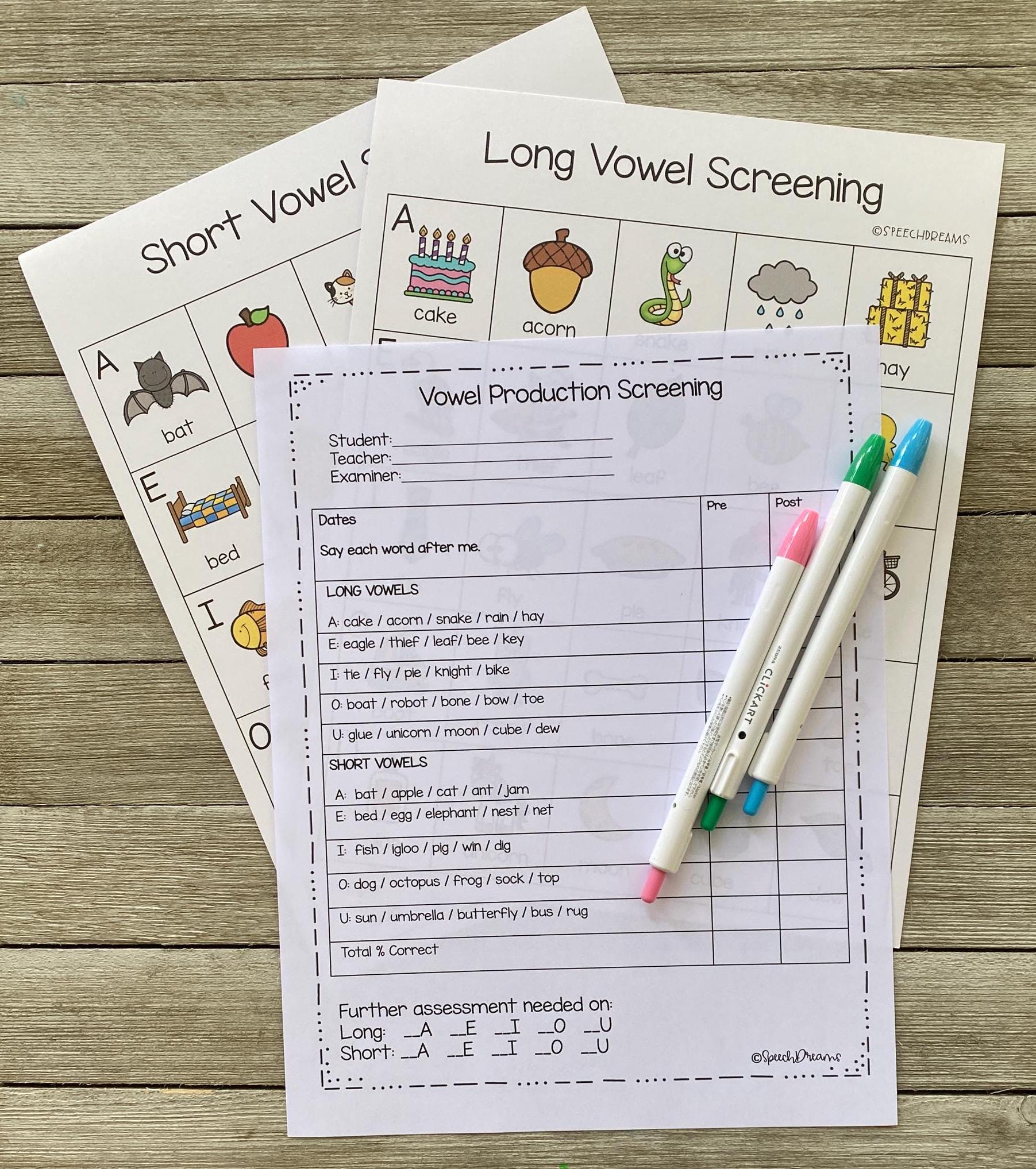 Vowel Assessment & Screening: Speech Therapy, Apraxia (PDF Download) - Etsy