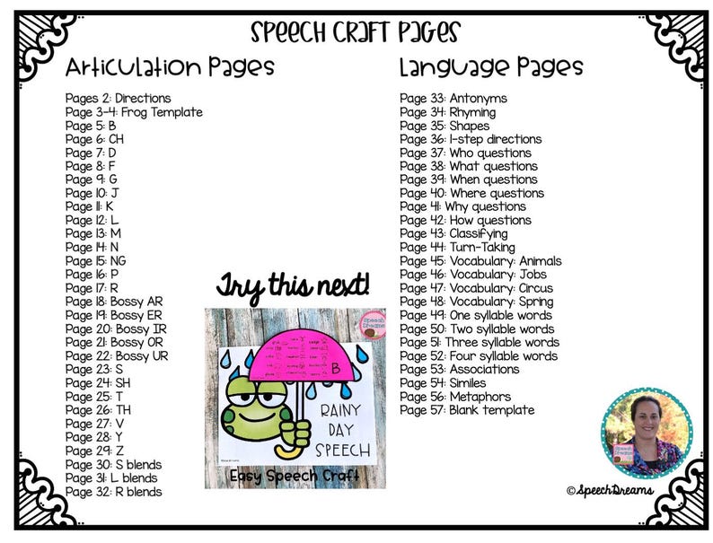 Frog Speech Therapy Craft: Articulation & Language Intervention - Etsy