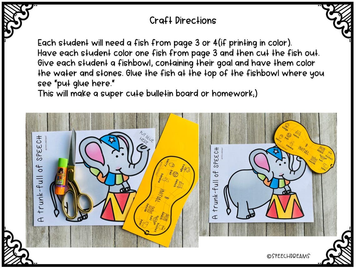 Elephant Speech Therapy Craft : Circus Activity for Preschool Early ...