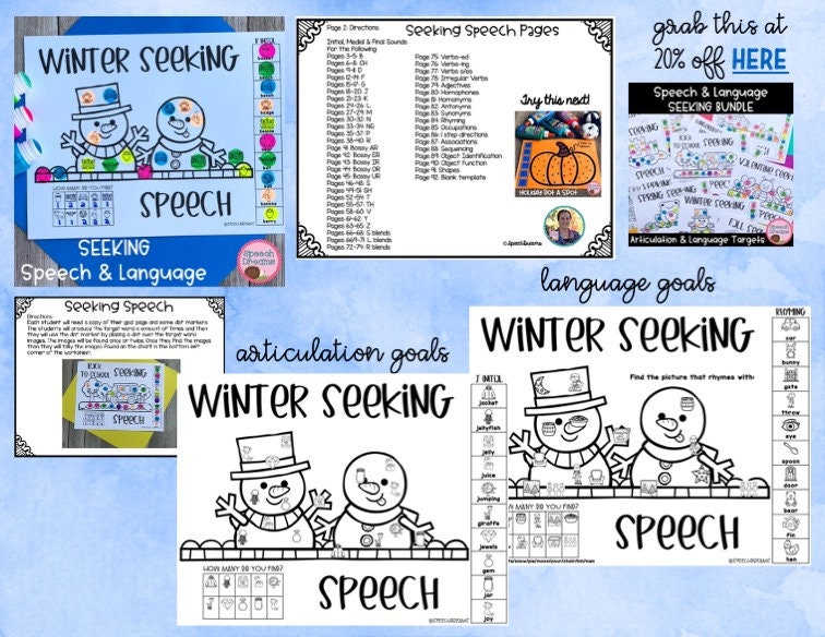 Speech Therapy Materials I Spy Speech Articulation Worksheets for ...