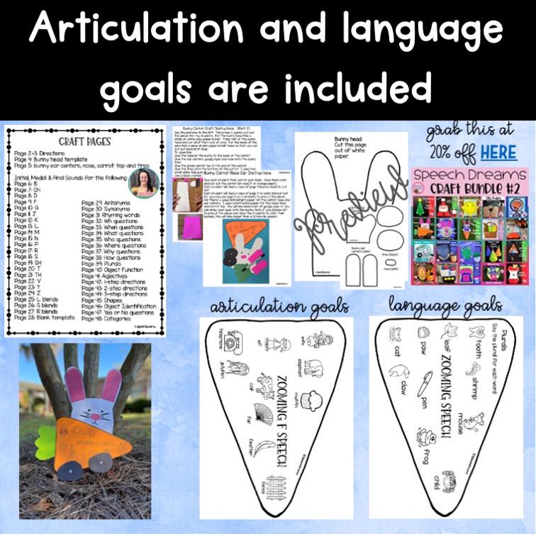 Easter Bunny Carrot Race Car Speech and Language Therapy Activity With ...