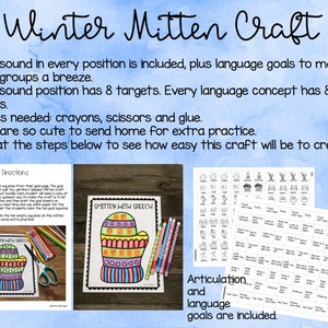 Winter Mitten Speech Therapy Activity for Articulation and Language - Etsy
