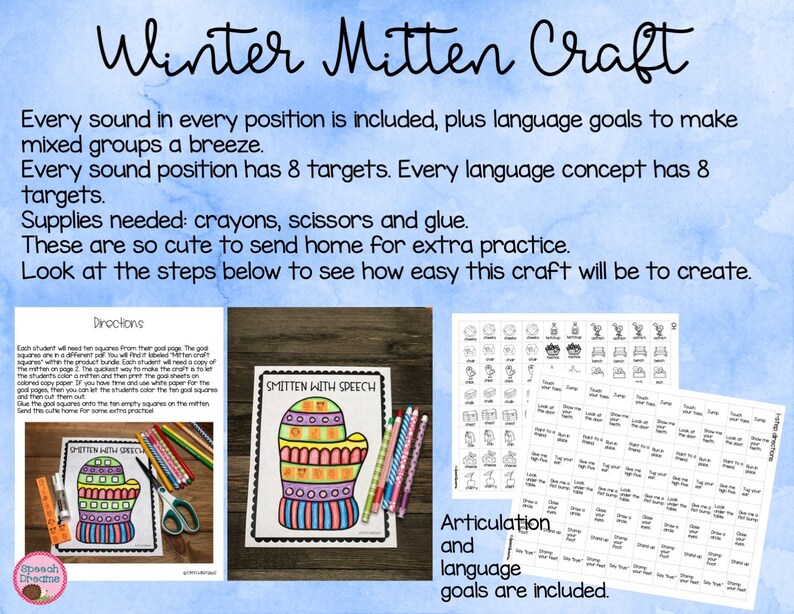 Winter Mitten Speech Therapy Activity for Articulation and Language - Etsy