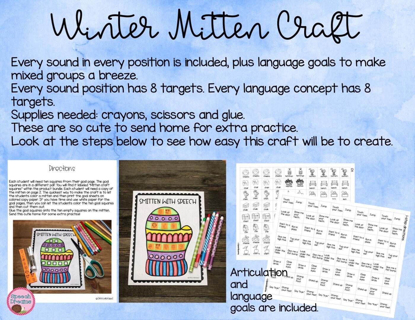 Winter Mitten Speech Therapy Activity for Articulation and Language - Etsy