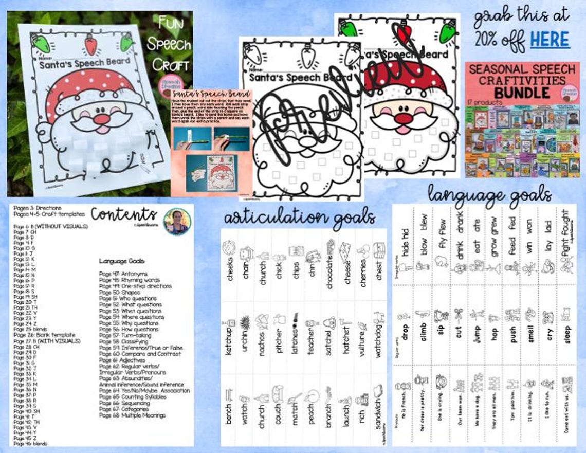 Christmas Craft for Speech Therapy: Santa Sequencing Categories ...