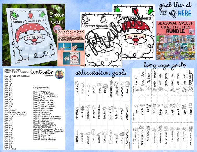 Christmas Craft for Speech Therapy: Santa Sequencing Categories ...