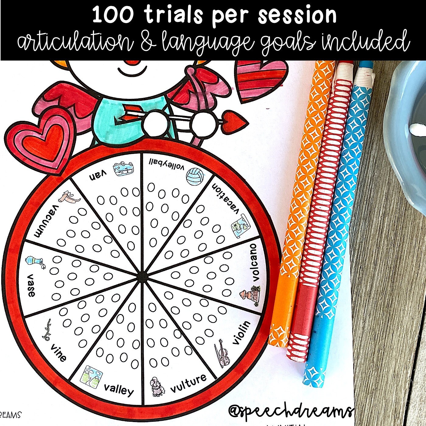 Valentines Day Speech Therapy 100 Trials: NG Y and Verbs - Etsy