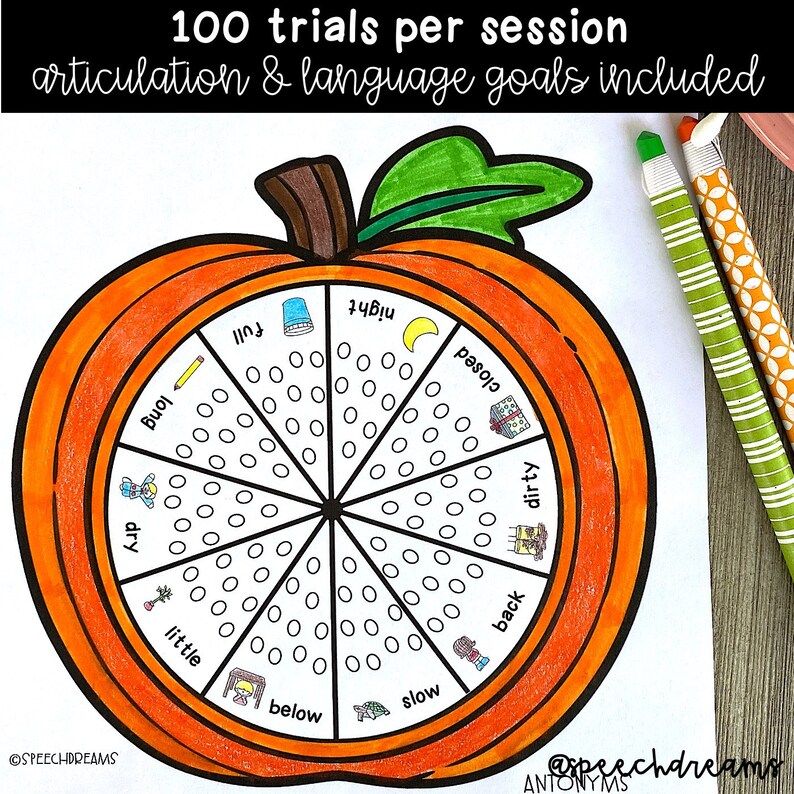 Pumpkin Speech Therapy Craft 100 Trials Low Prep Later Developing ...