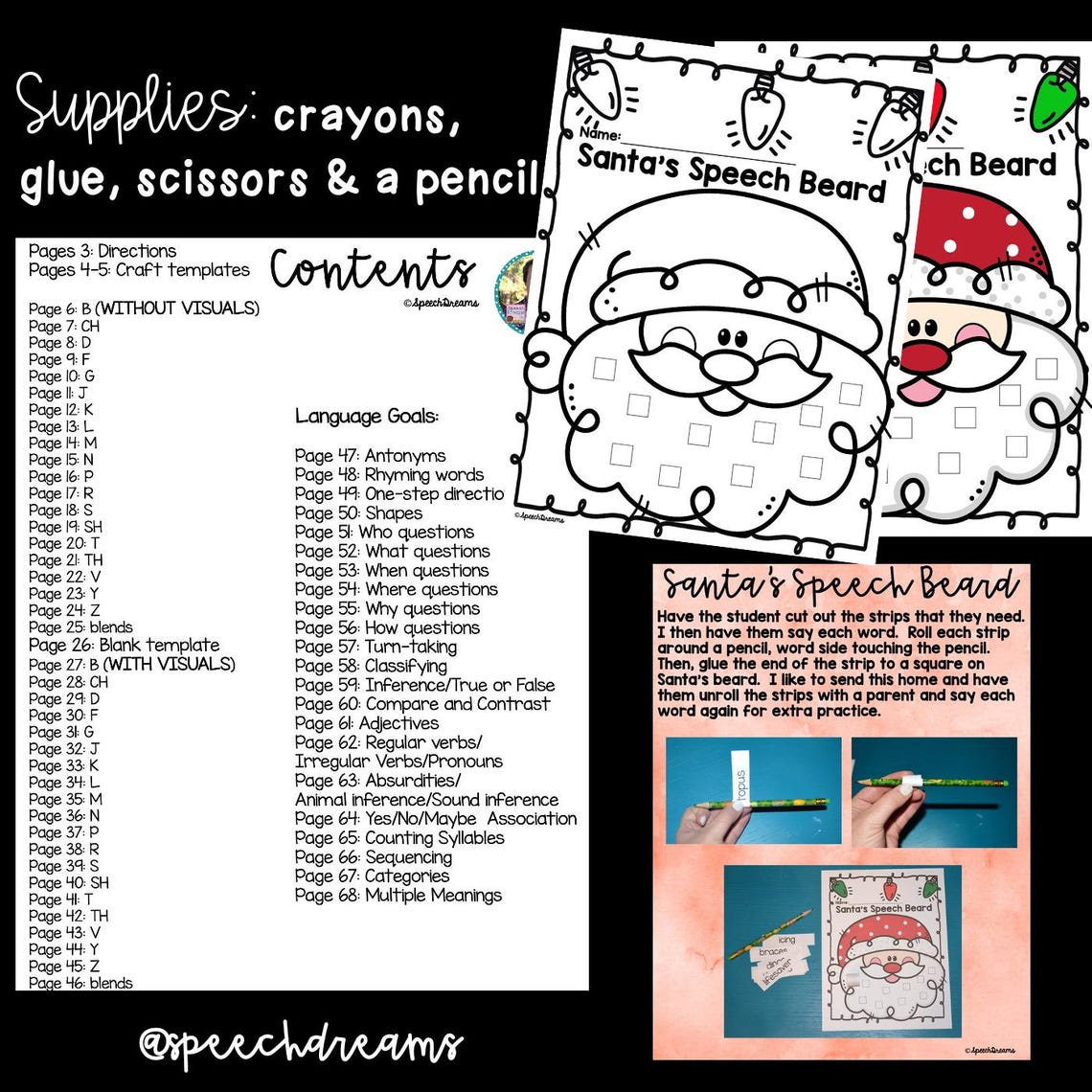 Christmas Craft for Speech Therapy: Santa Sequencing Categories ...
