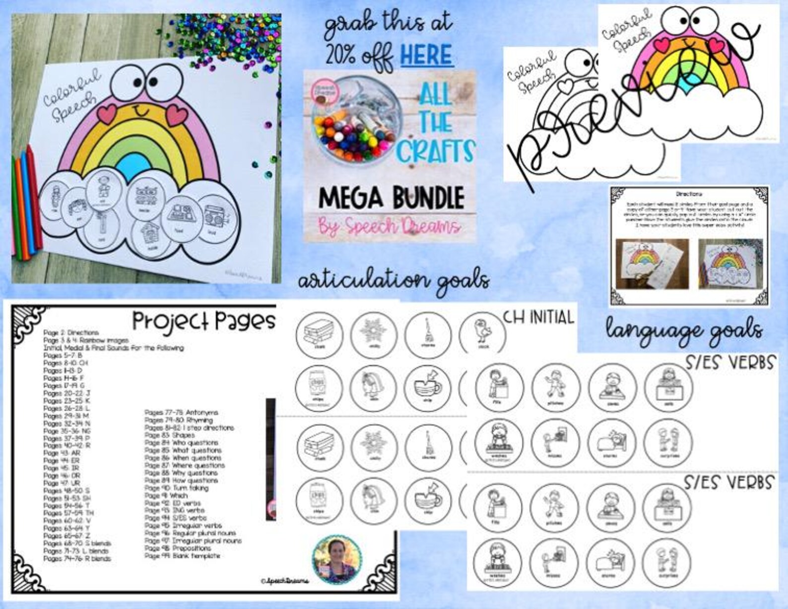 Speech Therapy Articulation and Language Activity: Rainbow Spring Nouns ...