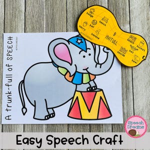 Elephant Speech Therapy Craft : Circus Activity for Preschool Early ...
