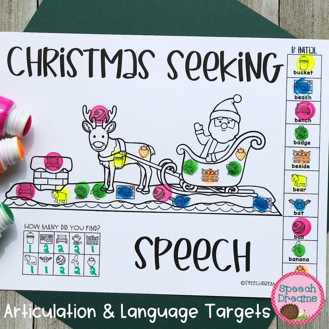 I Spy Christmas Dot Marker Activities for Speech Therapy: Verbs ...