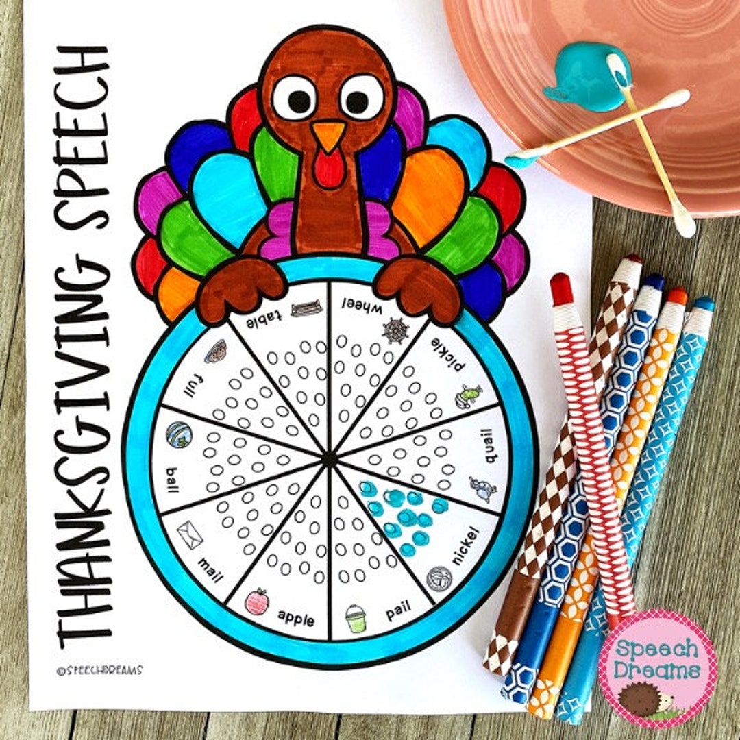 100 Trials - Thanksgiving Speech Therapy Activity Turkey Craft: Verbs ...