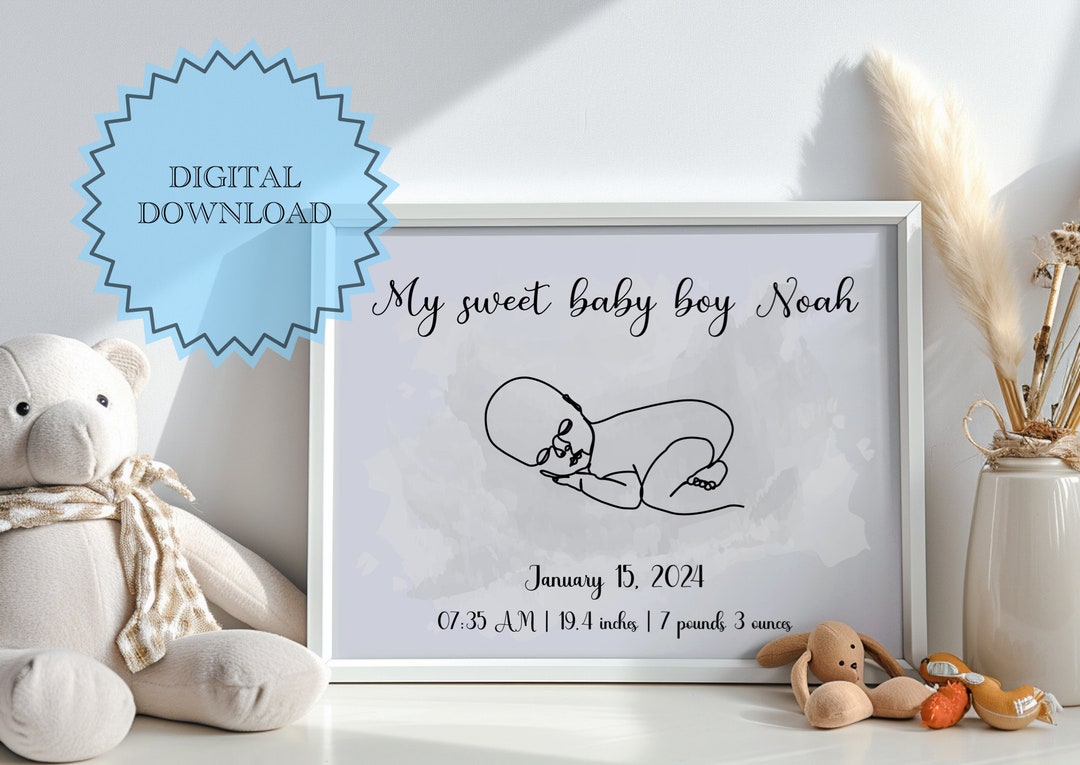 Personalised Birth Gift, Printable Custom Baby Poster, Newborn ...