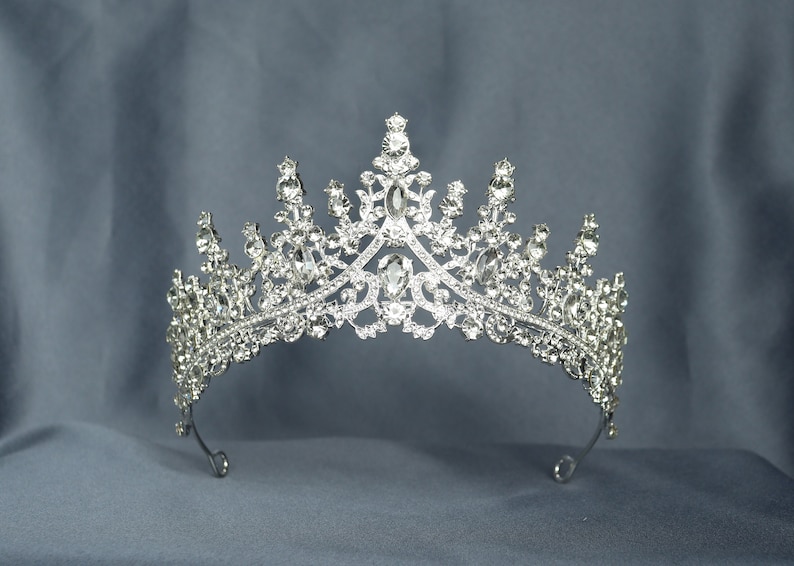 Silver Princess Tiara, Bridal Rhinestone Wedding Crown, Glamour Bride Tiaras, Hair Decor, Sweet ...