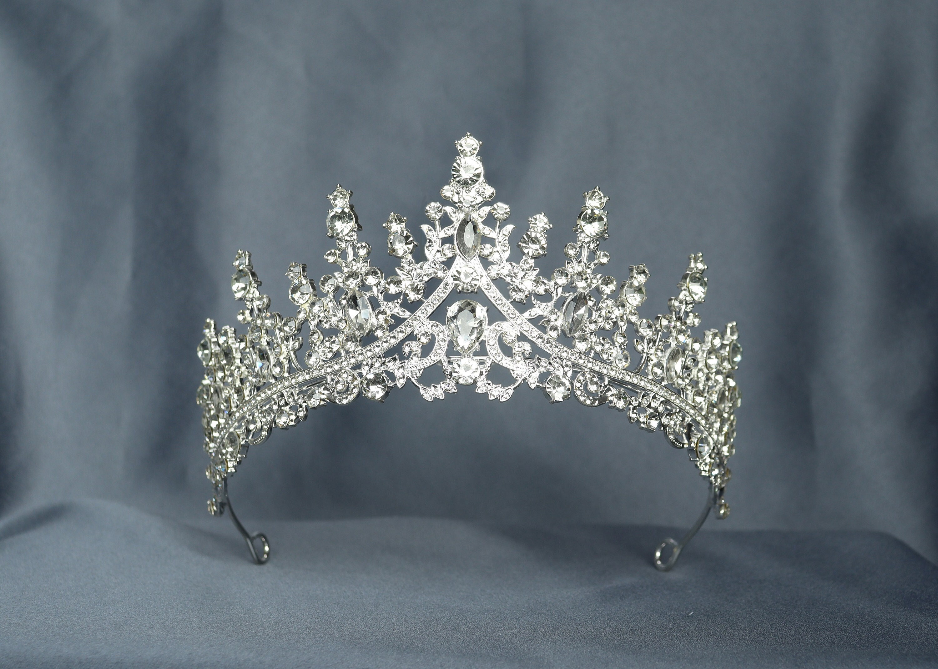 Silver Princess Tiara, Bridal Rhinestone Wedding Crown, Glamour Bride ...