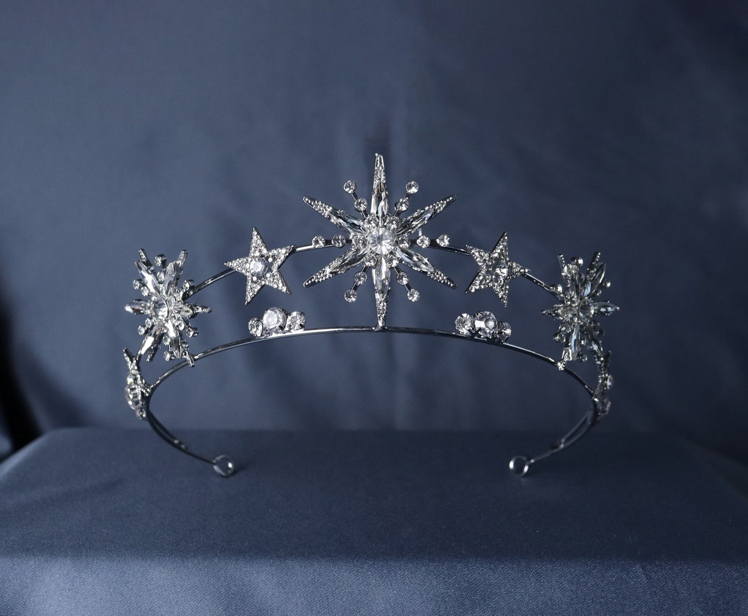 Art Deco Domed Star Tiara,Rhinestone Crown,Vintage,Stars Headband,Queen ...