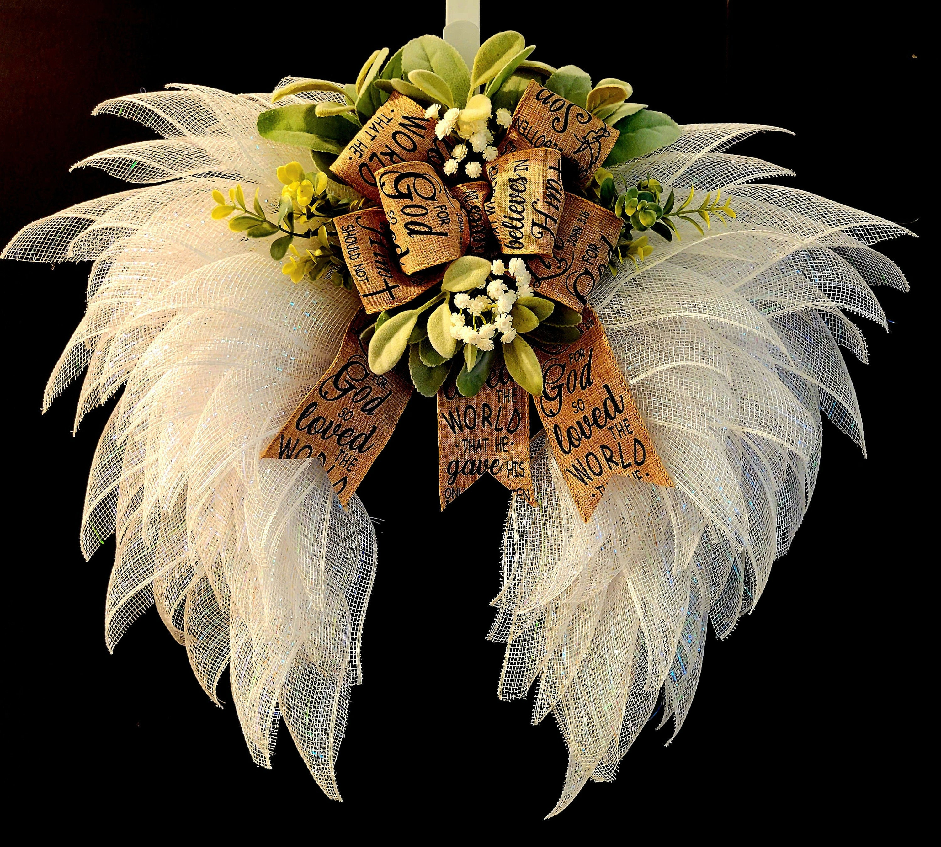 Angel Wing Wreath, Memorial Wings, Cemetary, Graveside, Bereavement ...