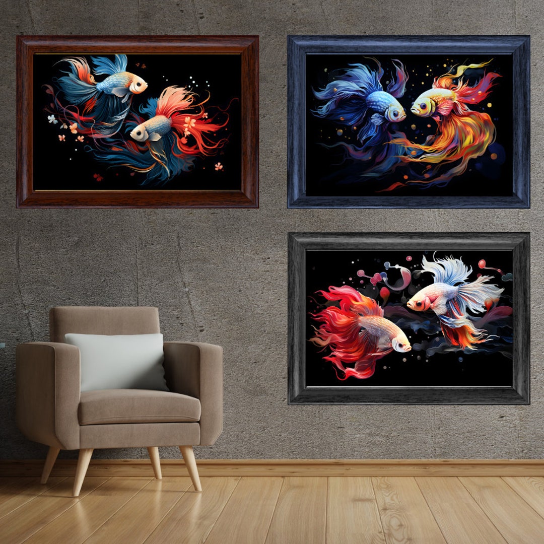 Betta Fish Wall Art Printable Set of 3 Printable Wall Art Featuring ...