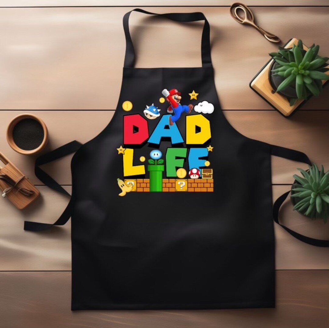 Apron, Dad Aprons, Apron, Front Cover, Kitchen Apron, Best Dad Mario - Etsy