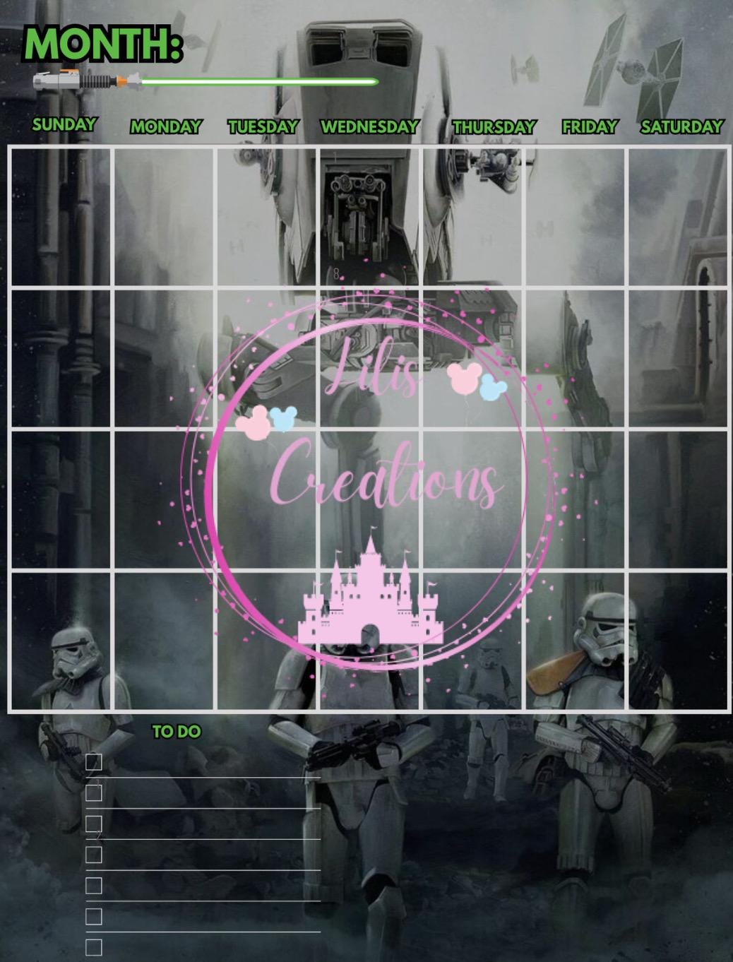 Storm Trooper, Monthly Planner, Canva, Digital Download, Star Wars ...