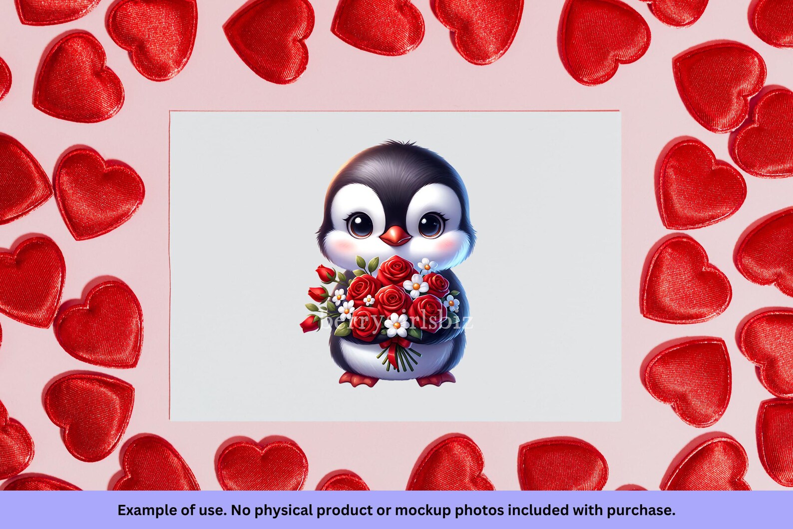 Penguin PNG, Penguin With Roses, Valentines Penguin, Valentines Day ...