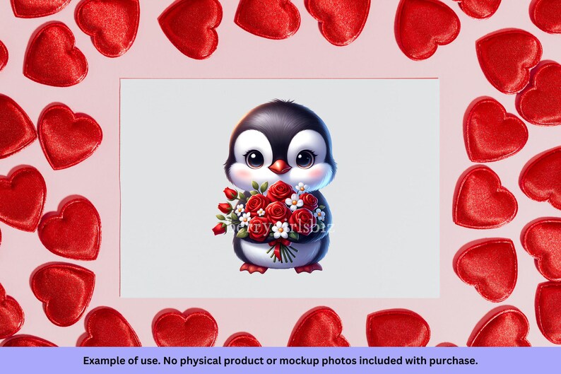Penguin PNG, Penguin With Roses, Valentines Penguin, Valentines Day ...