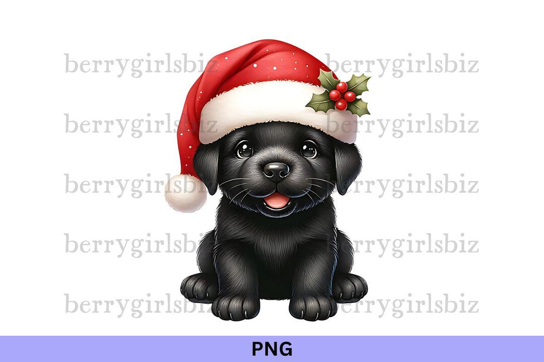 Black Lab PNG, Christmas Dog PNG, Christmas Clipart, Black Lab, Dog ...