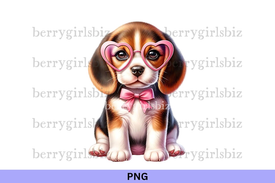 Beagle PNG, Beagle With Heart Glasses, Animals With Heart Glasses ...