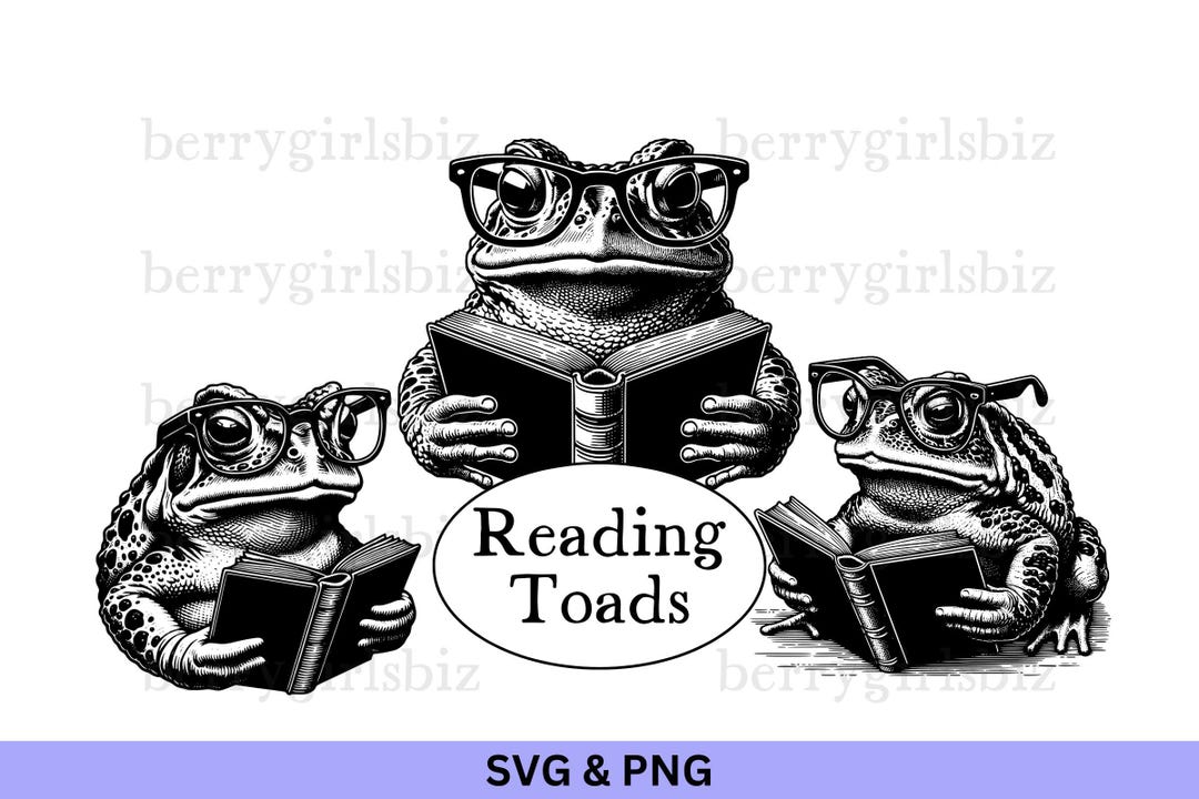 Reading Toads SVG PNG, Toad With Book, Toad Reading, Toad With Glasses, Toad Clipart, Reading ...